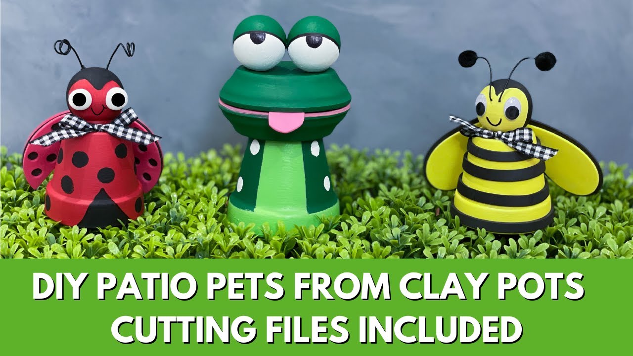 Clay Pot Patio Pets/Flower Pot Decor/Patio Decor/Garden Decor/Garden ...