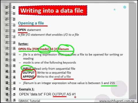 File Handling in QBASIC Writing Data - YouTube