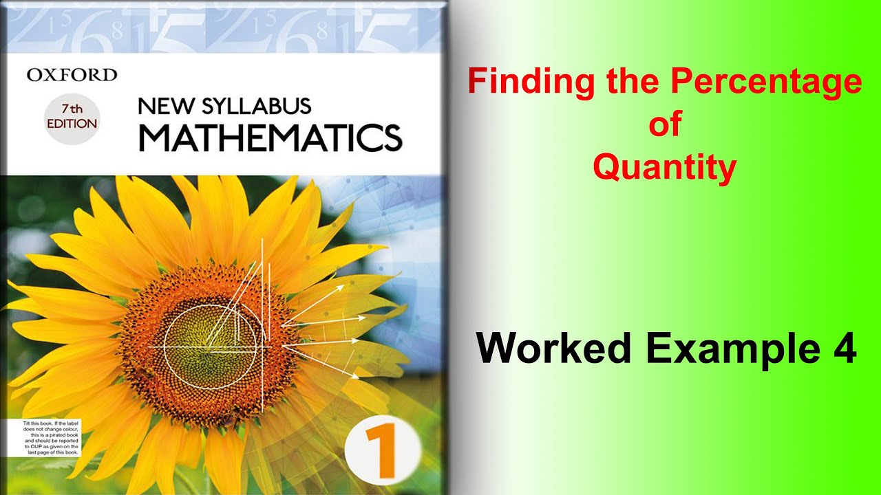 Chapter 8 | Finding the Percentage of a Quantity | Worked Example 4 ...