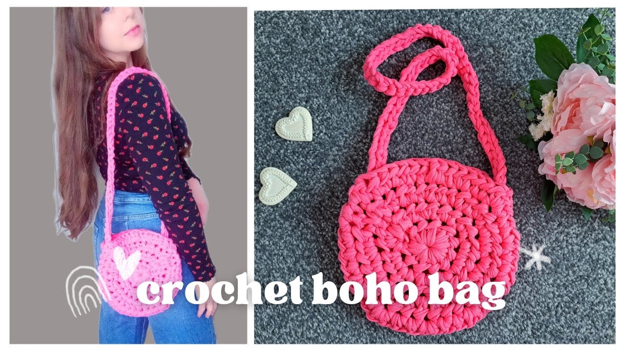 CROCHET EASY ROUND BOHO BAG FOR BEGINNERS | How To Crochet Boho Purse ...
