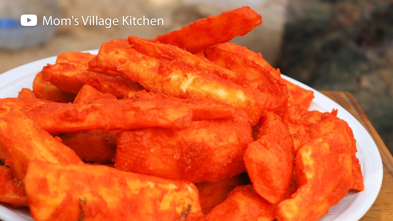 How To Make Fried Cassava - Ugandan Food - Mom's Village Kitchen - YouTube