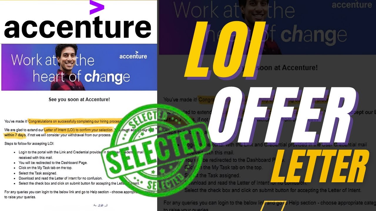 Accenture Selection Mail After Interview| LOI Offer Letter Joining ...