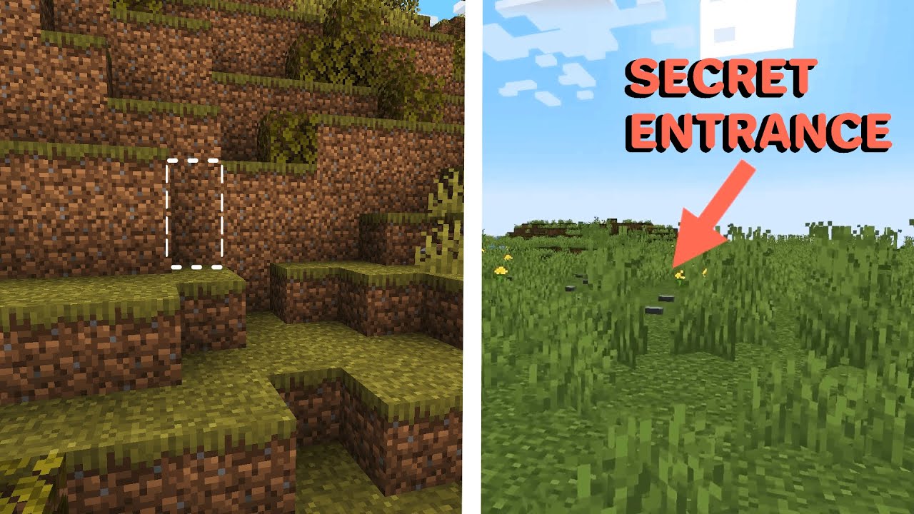 MINECRAFT - Two Simple Ways How to Build a Redstone Secret Entrances ...