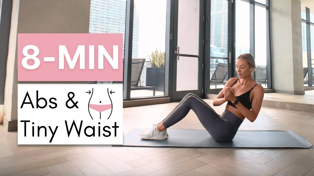 8 Min ABS & TINY WAIST WORKOUT | No Repeat, No Equipment, Quick ...