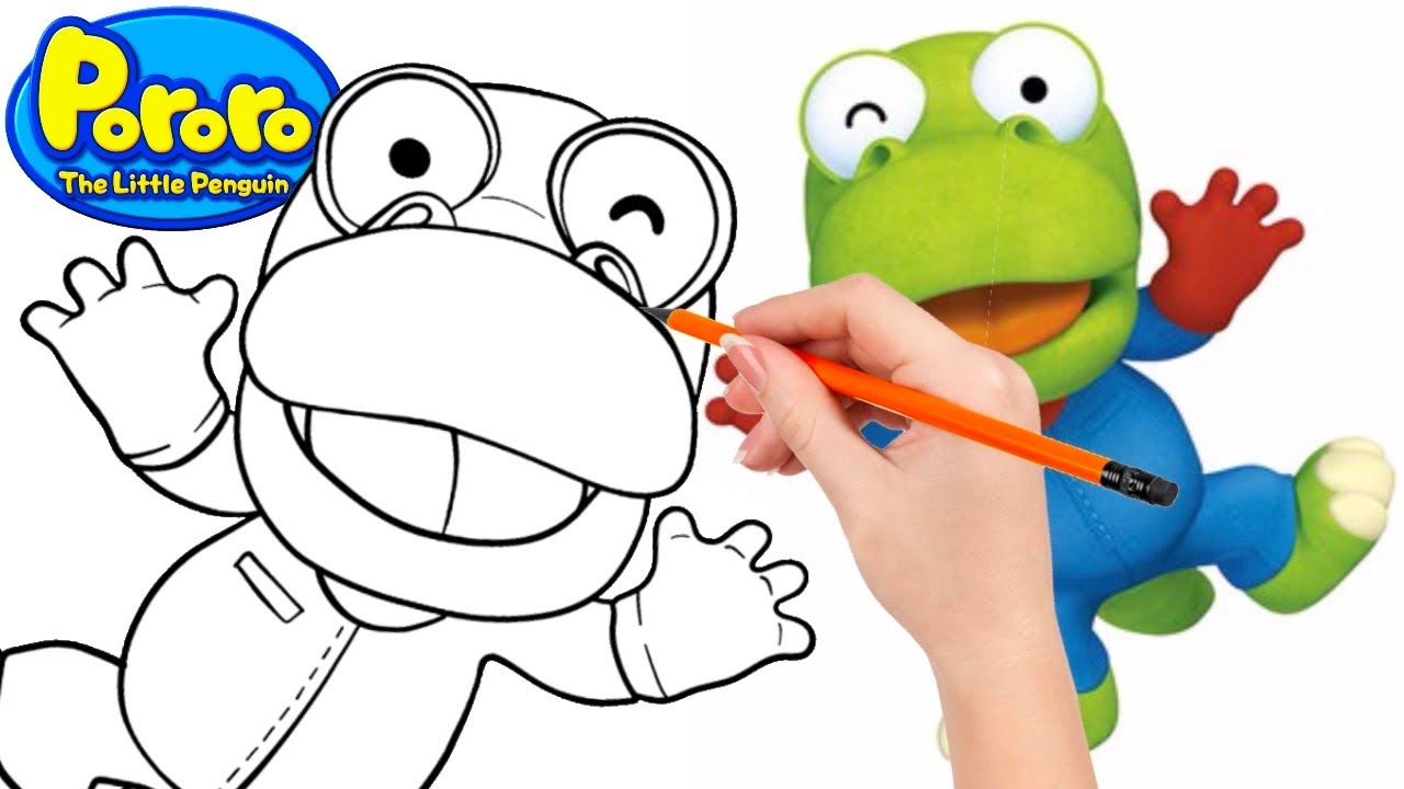 How to draw Crong, Pororo's best friend - Pororo the Little Penguin ...