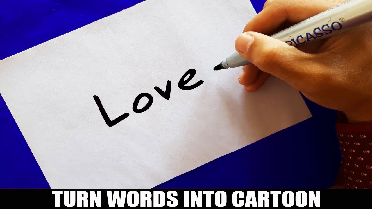 Very Easy ! How To TURN WORDS LOVE INTO CARTOON - YouTube