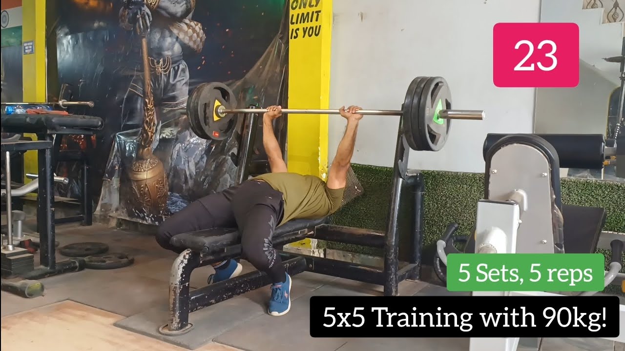 Benchpress 5x5 training with 90kg! - YouTube