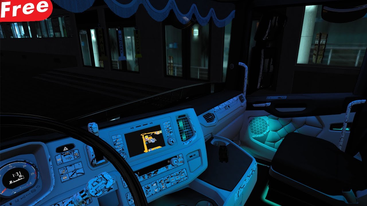 ETS2 FREE MOD Interior Scania V8 Next Gen Cyan 1.48.5 - YouTube