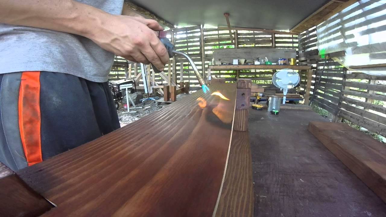 Staining and burning a board. - YouTube