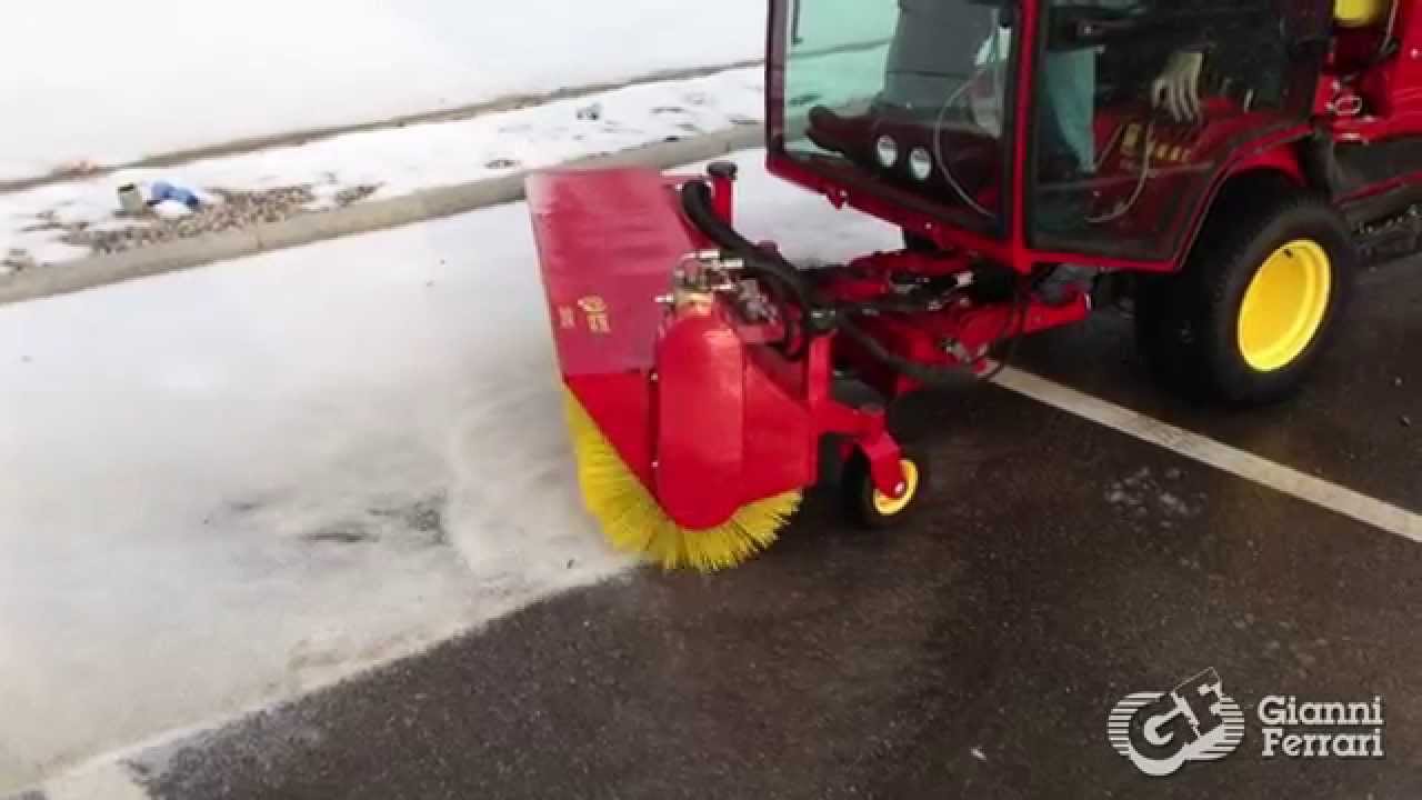Gianni Ferrari PG doing snow removal with rotary broom and salt ...