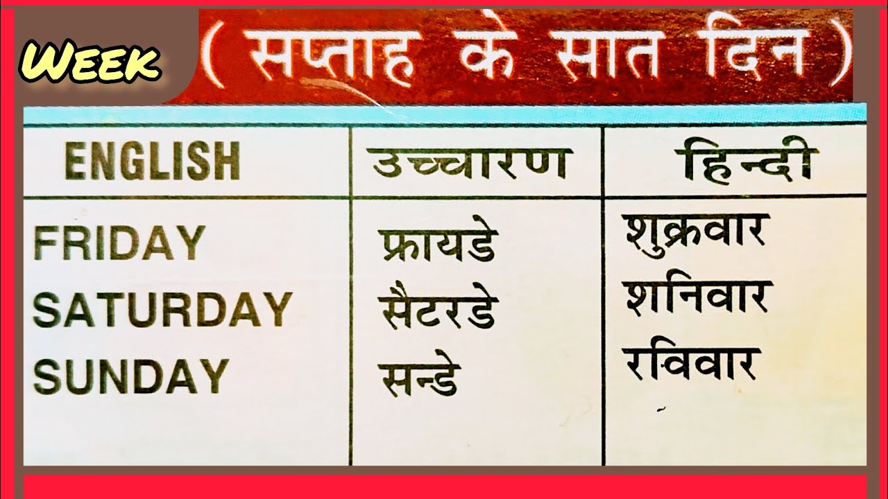 Sunday Monday | Sunday Monday today | Weeks name | Sunday monday ki ...