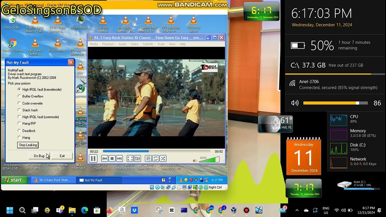 96.3 Easy Rock Station ID has BSOD VM (Windows XP) - YouTube