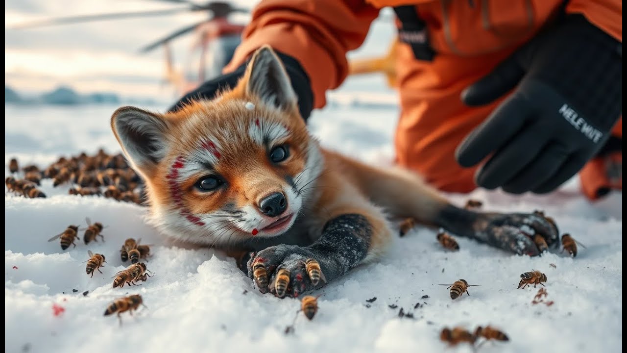 Rescue of a Dying Fox Cub Battling Swarming Bees and Crippling ...