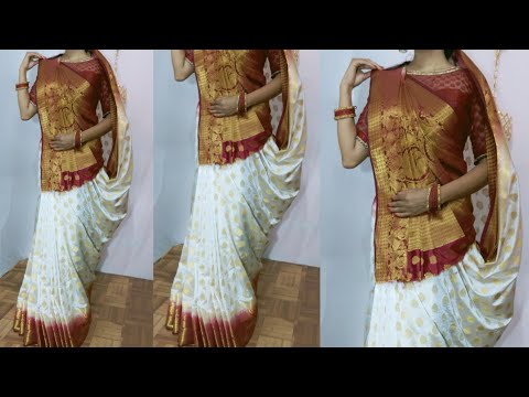 Gujarati style saree draping | how to wear sidha palla saree | easy ...