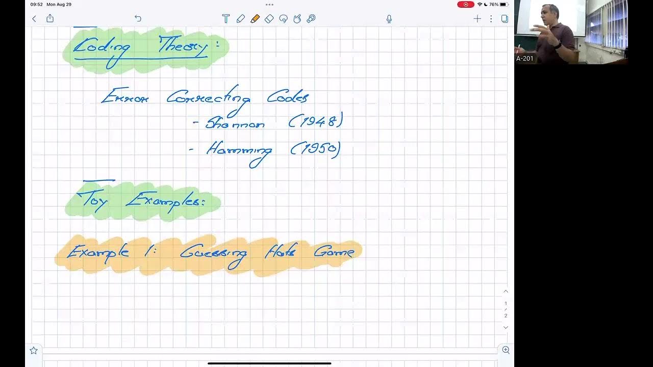 [CSS.318.1] Coding Theory Lecture 01: Introduction and Hamming's Problem - YouTube