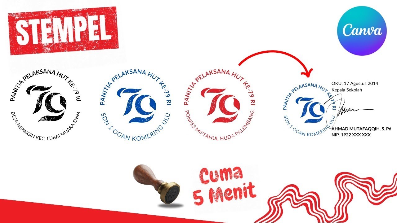 🇲🇨Cara membuat STEMPEL HUT RI 79 di Canva | Tutorial desain STEMPEL ...