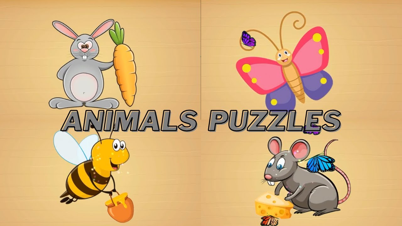 Animals Puzzles Rabbit, Butterfly, Bee, Mouse | Animals Puzzles For ...