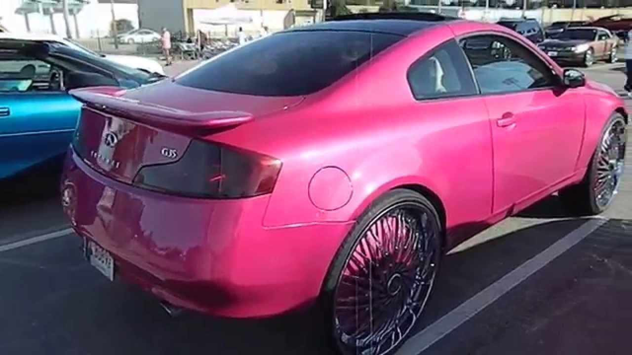Candy Pink Infiniti G35 on 28" Dub Floaters #WhipP - YouTube