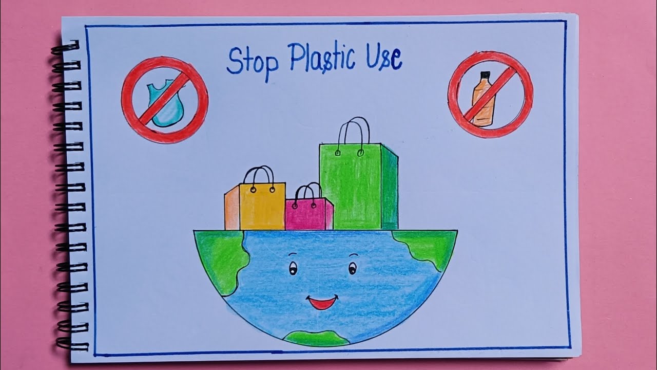Say No to Plastic Drawing | Stop Plastic Bags Pollution poster drawing ...