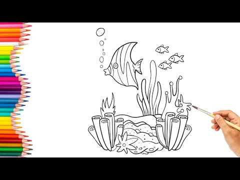 How to draw underwater scenery step by step very easy | Draw underwater ...