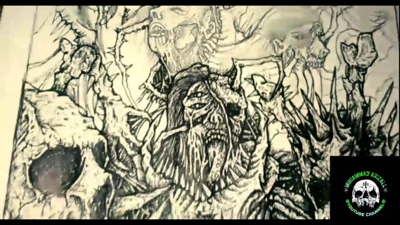Drawing Artwork brutal death metal Inked progress part#2 - YouTube