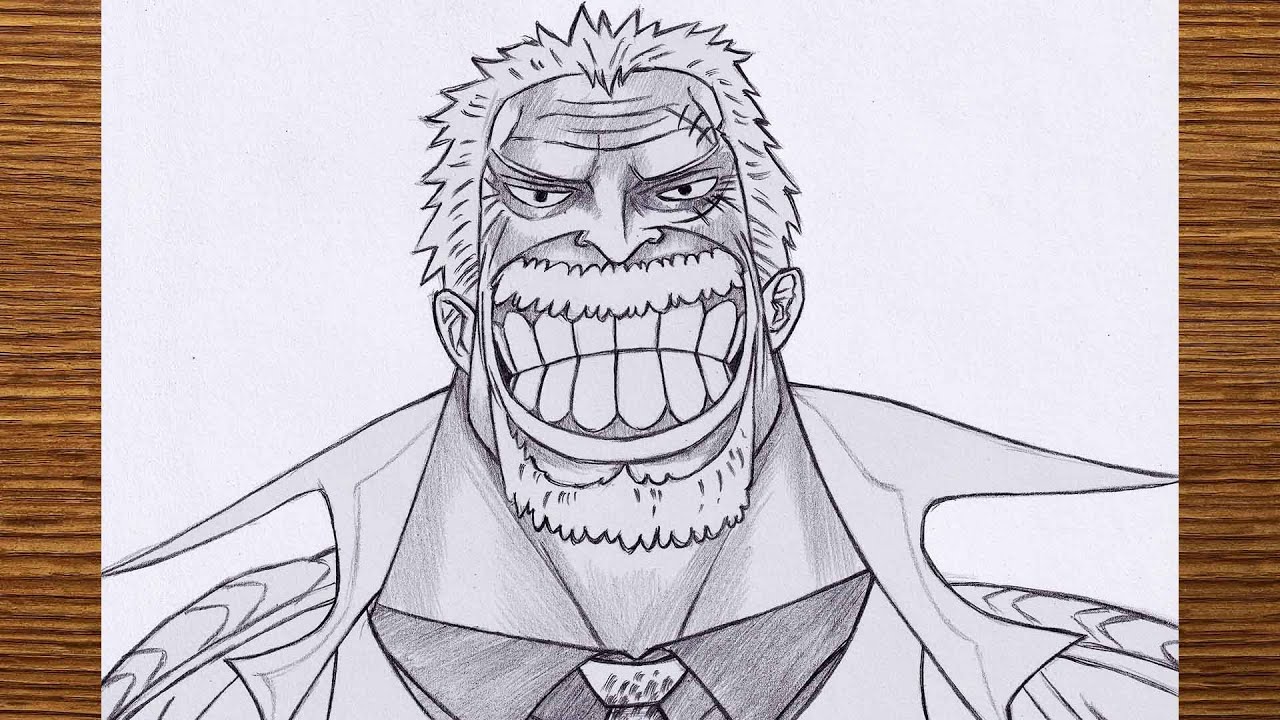 Anime sketch | how to draw Garp step by step | One Piece Tutorial - YouTube