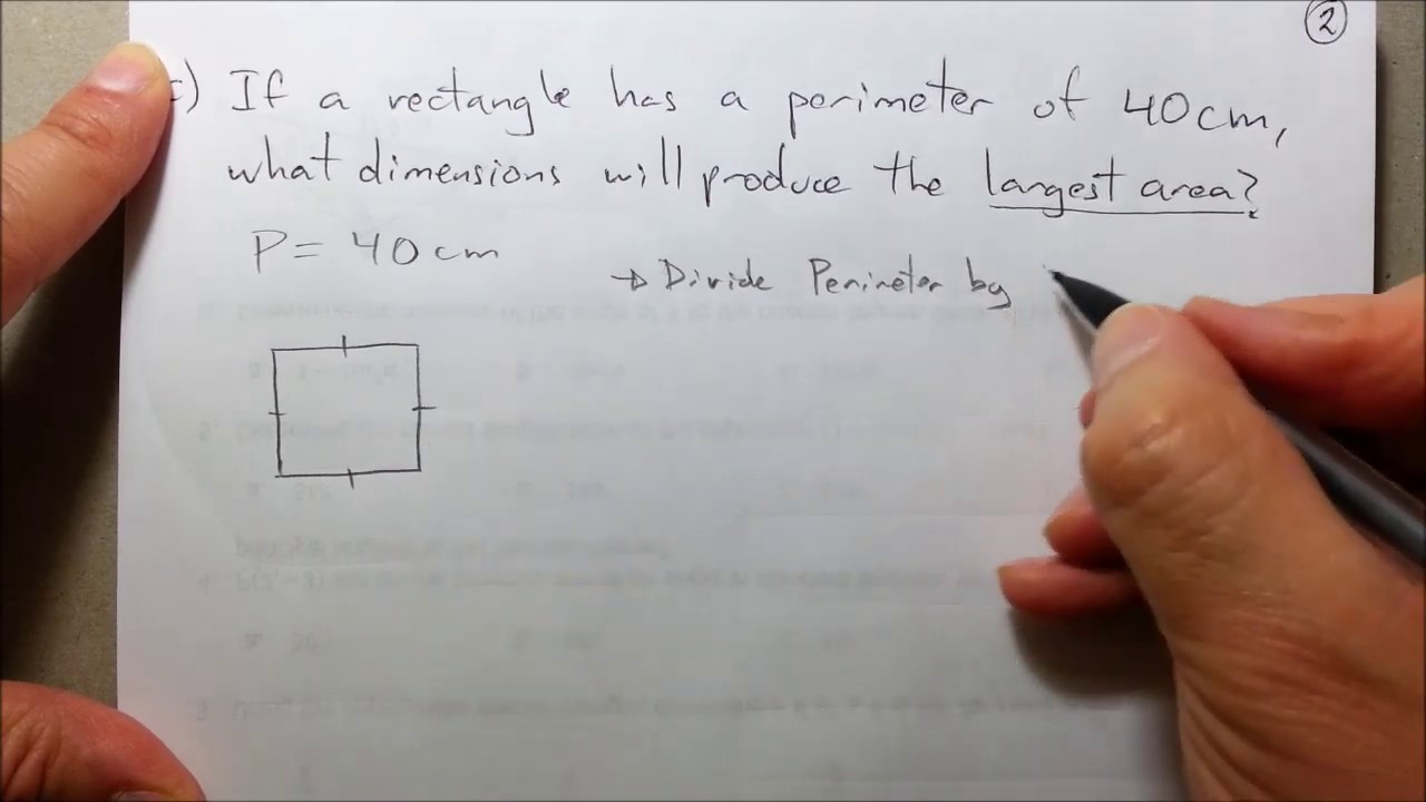 Optimizing Area and Perimeter - Part 1 of 2 - YouTube