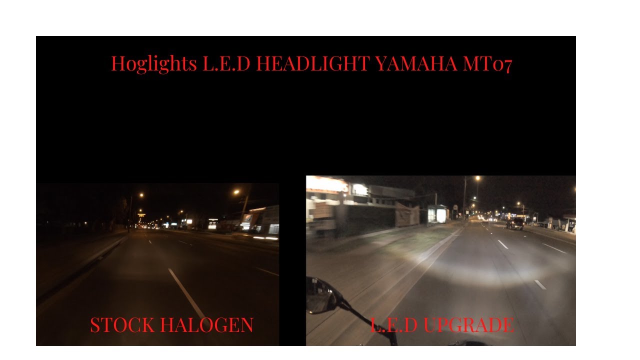 Yamaha MT07 /FZ-07 2019 LED Headlight Upgrade + Night Ride to Compare ...