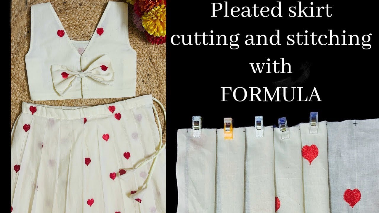 Pleated skirt cutting and stitching with formula | skirt stitching from ...