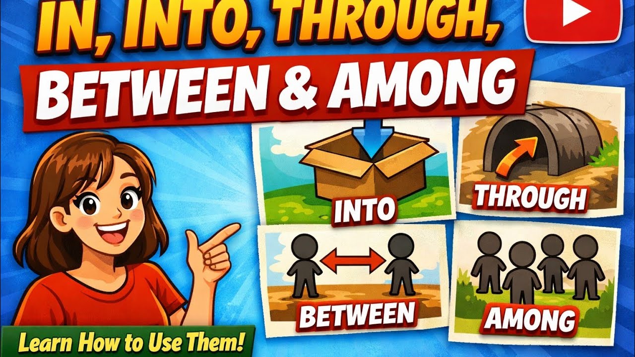 Use of Preposition| in,into, through, between, among| English grammar ...
