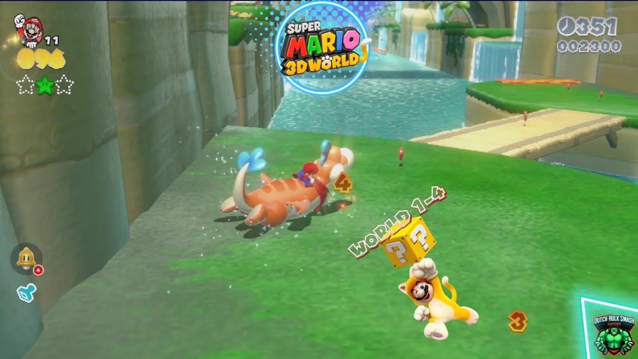 World 1-4 Plessie's Plunging Falls (Plus location of all Green Stars ...