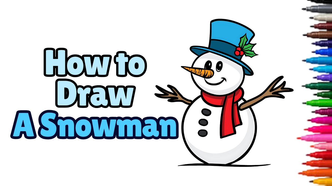 How to Draw a Cute Snowman Easy Step by Step for Kids | Draw Tickle ...