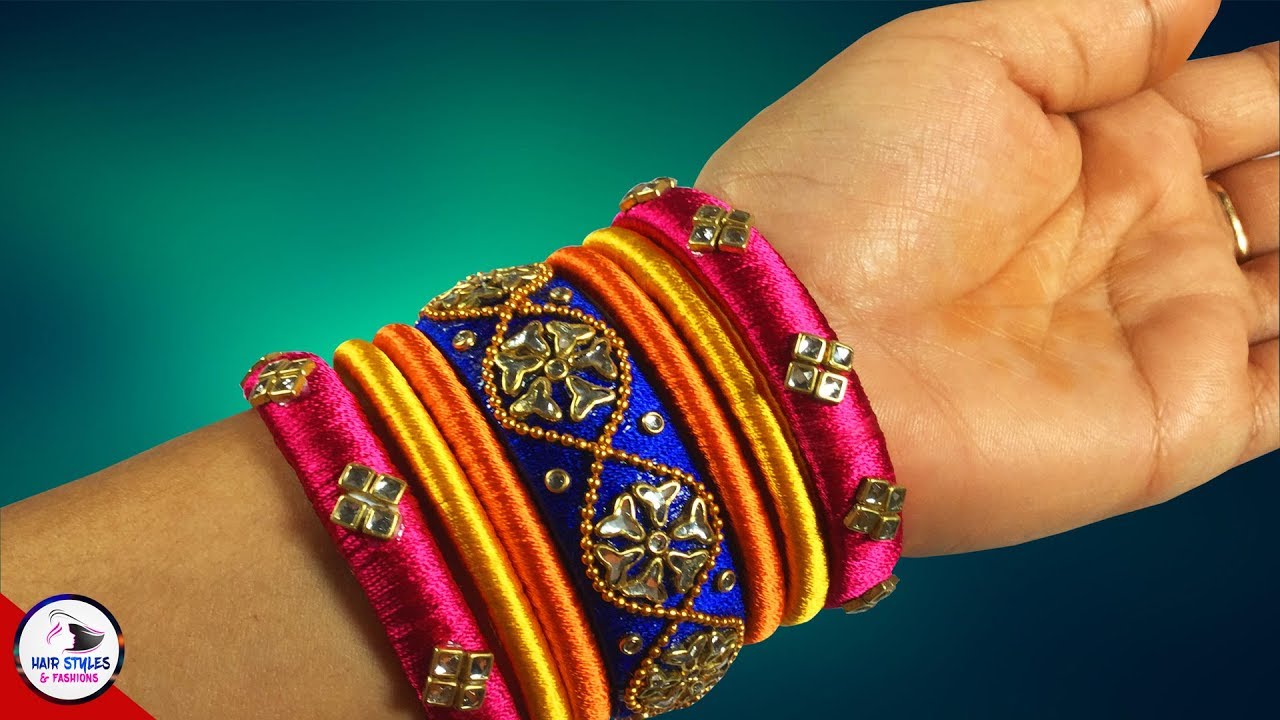 Silk Thread jewellery Making at Home | Making silk Thread Bangles ...