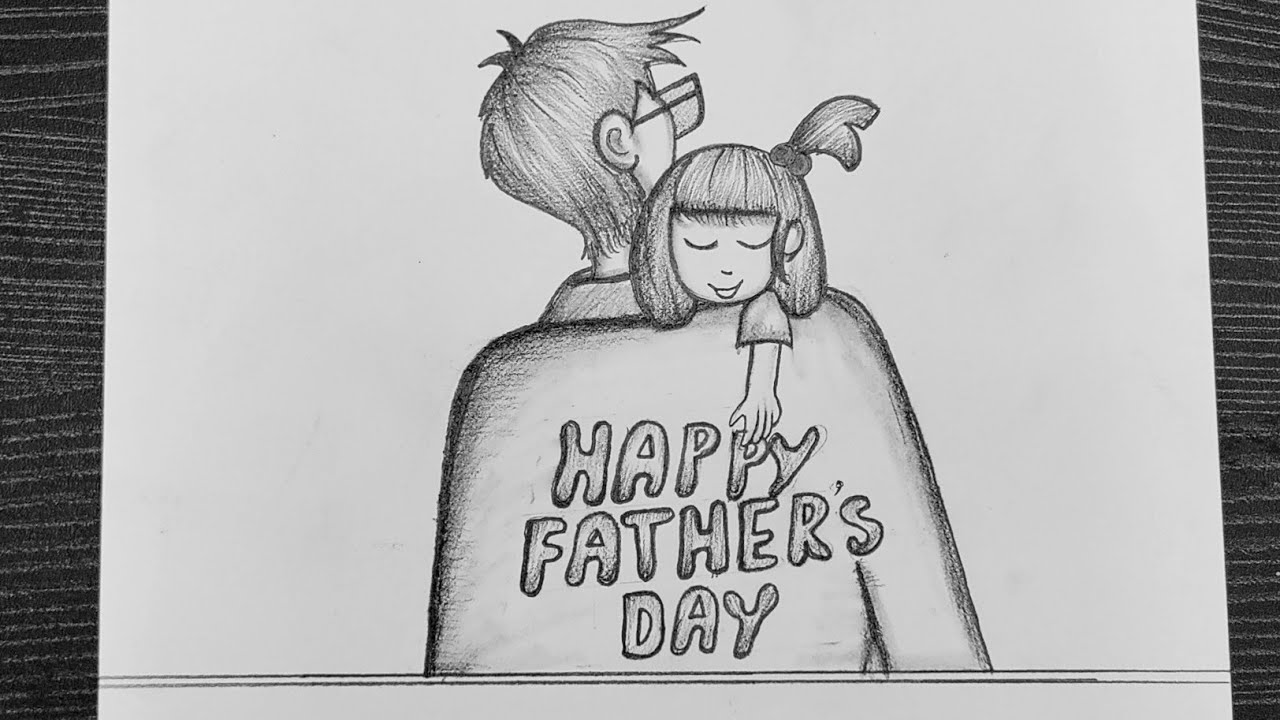 How To Draw Father And Daughter Drawing // Father's Day Special Drawing ...