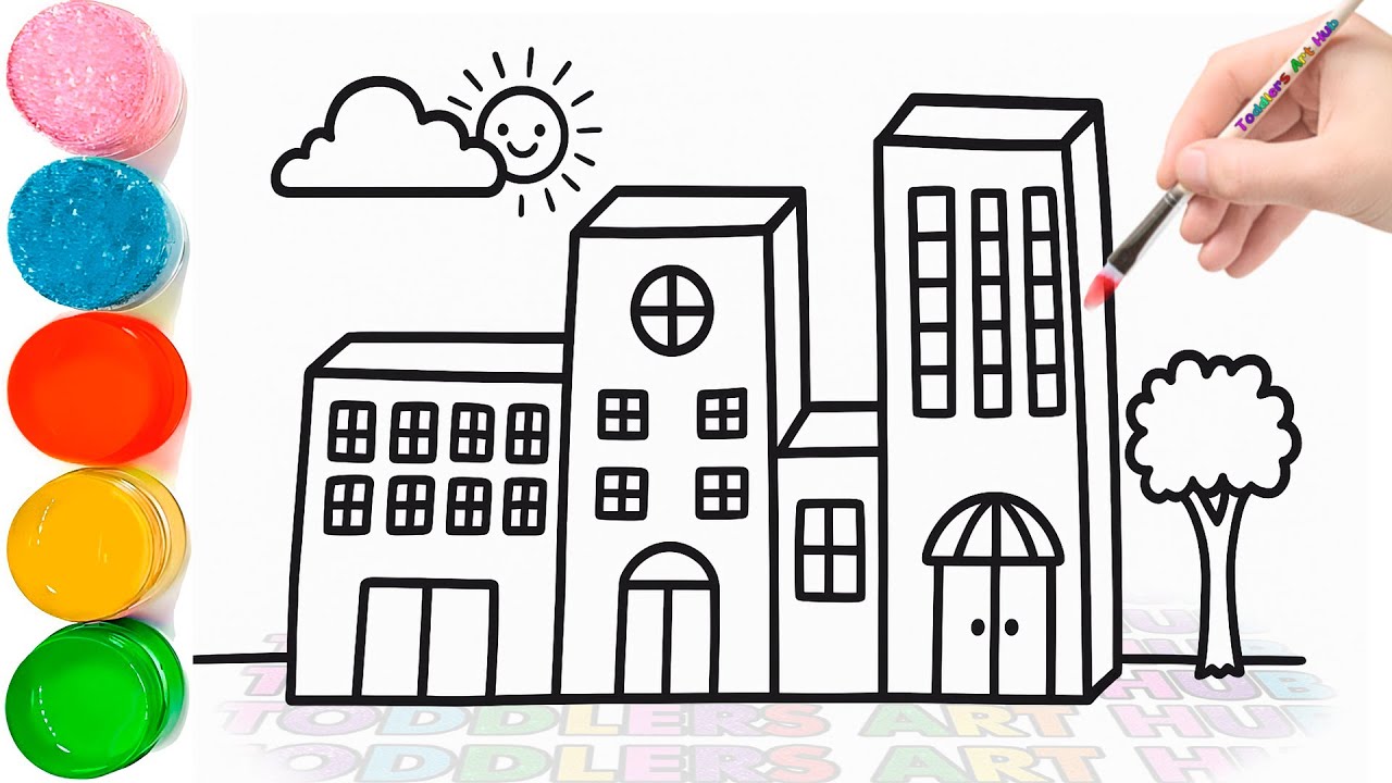 How To Draw A Cityscape Easy | How to Draw a City - YouTube