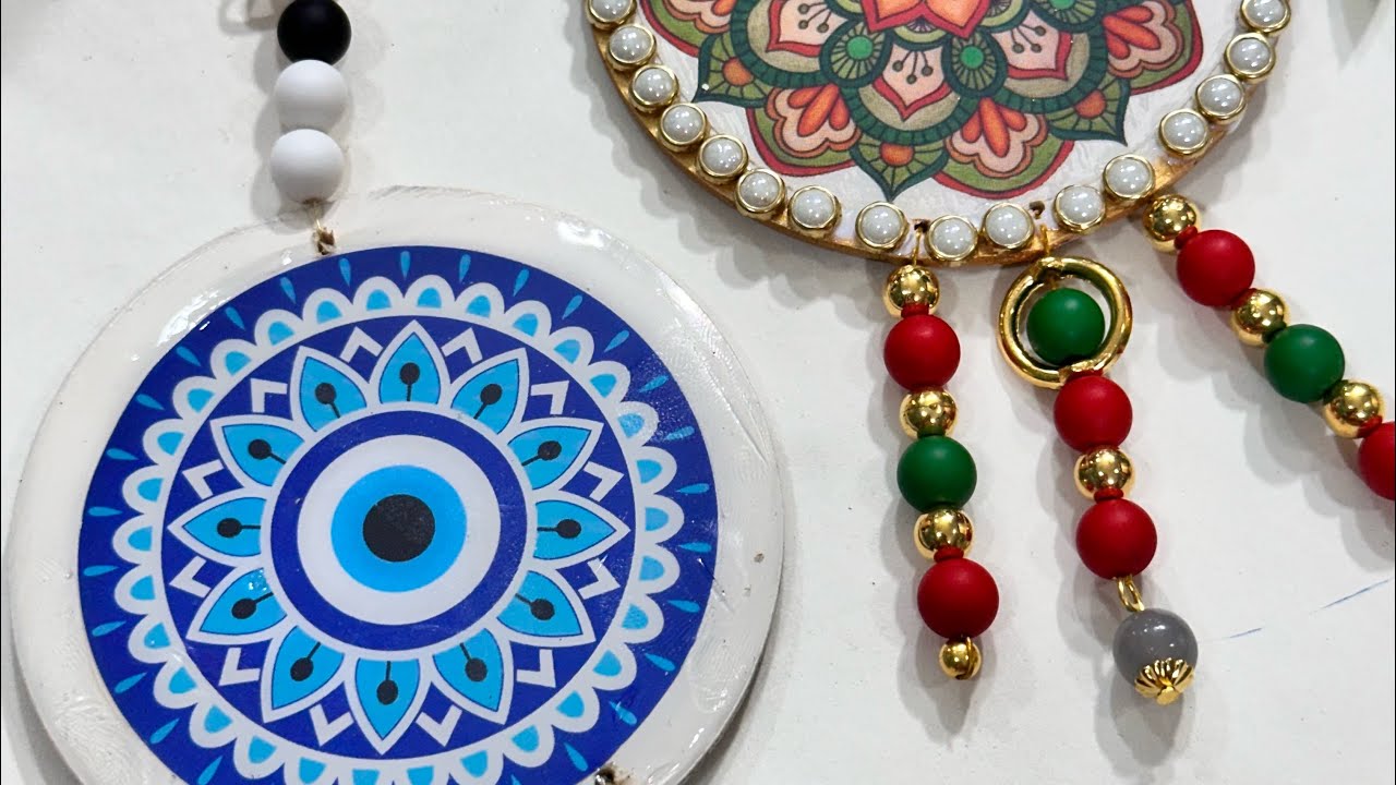 How to make Dangler for car | DIY Dangler | Evil eye mandala dangler ...