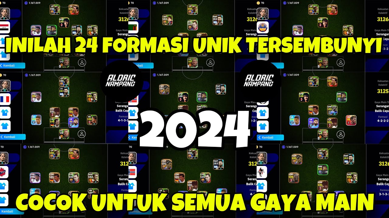 INILAH 24 FORMASI UNIK DEFAULT TERBARU 2024 | di eFootball 2024 Mobile | Formasi 424 | Formasi ...