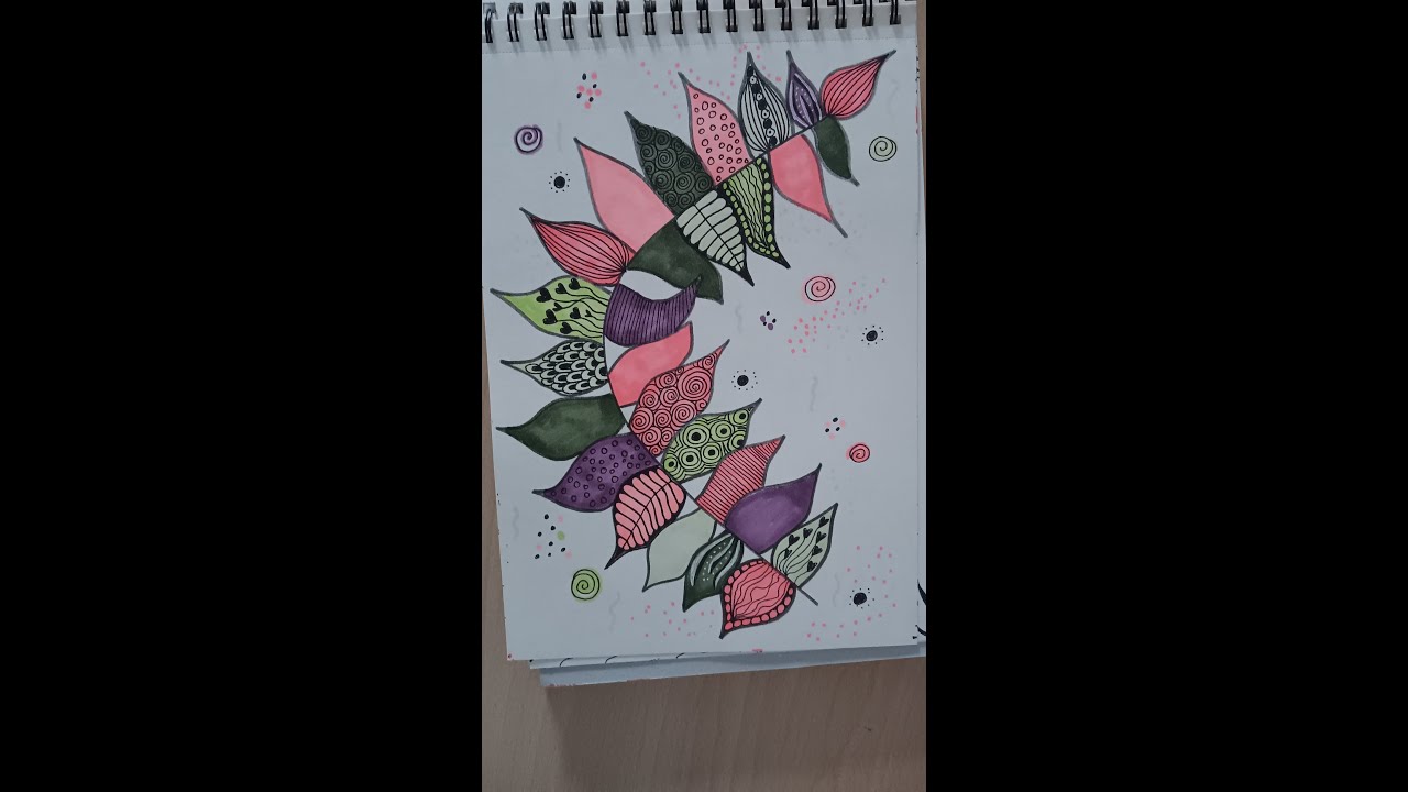 Blooming Leaf Cascade Zentangle | Gentle Botanical Patterns for Calm ...