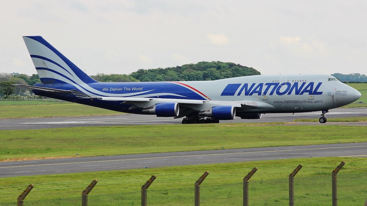 National Airlines Boeing 747-400F Landing at Prestwick Airport - YouTube