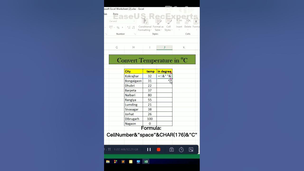 05 Convert Temperature Into Degree Celsius In Excel Excel Tips And Tricks Excel Shortcut