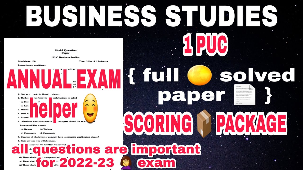 #1pucbusinessstudies 1st puc business studies model question paper with ...