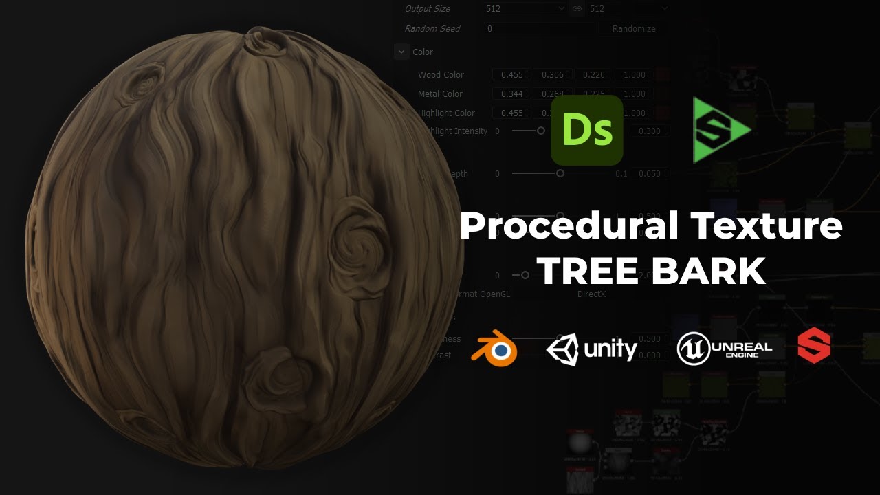 Stylized Tree Bark Procedural Material - Substance Designer - sbs/sbsar ...