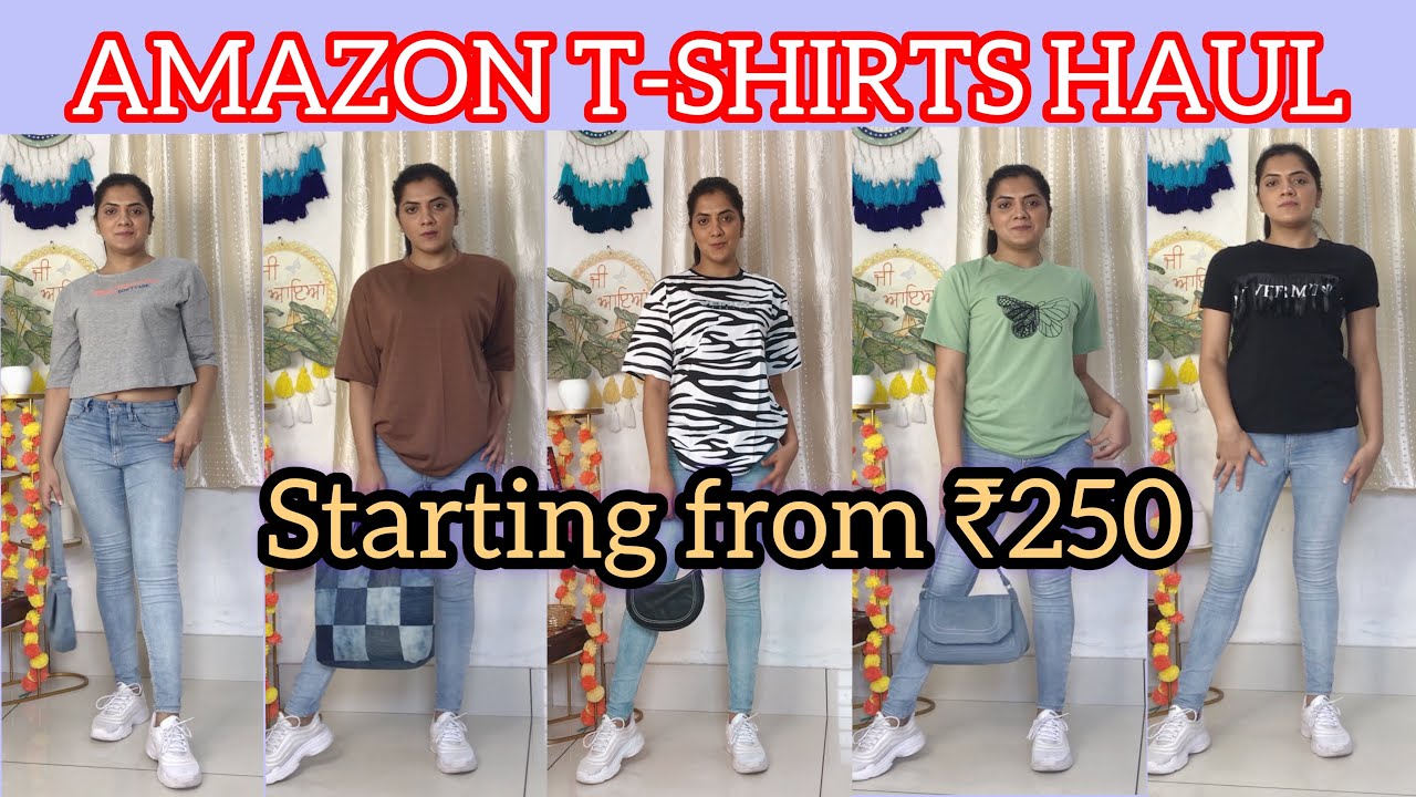 Amazon T-shirts haul under rs 499 / Oversized T- shirts / Rajveerpunni #amazon - YouTube