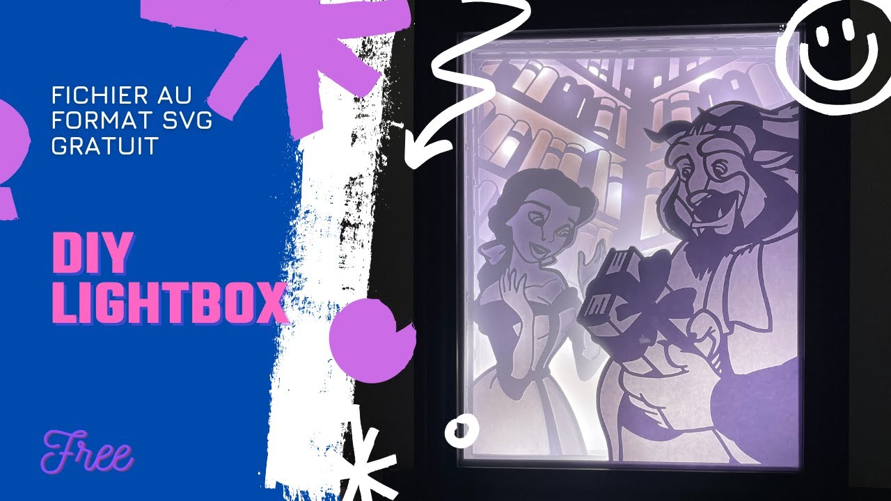 FREE DIY lightbox bibliothèque belle fichier au format svg - YouTube