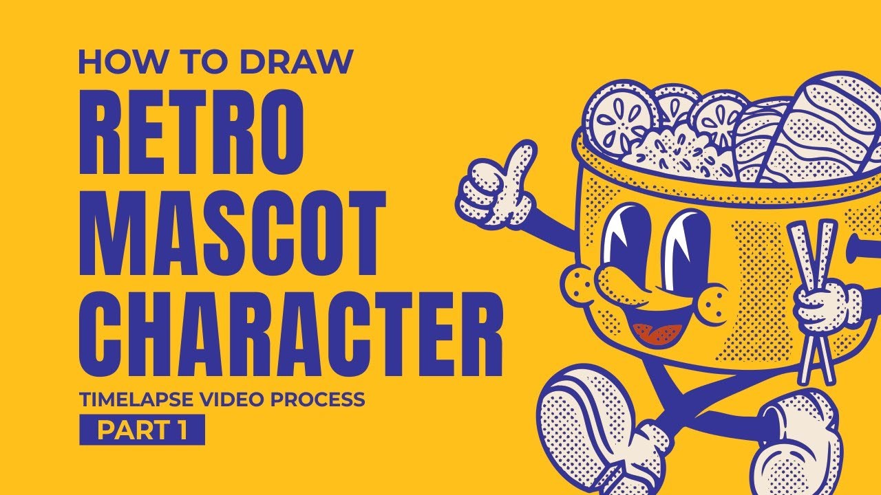 How to Draw a Retro Mascot Character Design in Procreate, Timelapse ...