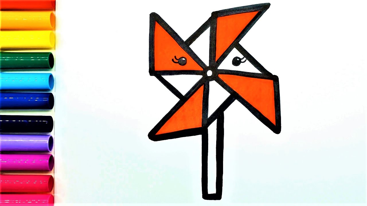 Drawing & Coloring Vane, Studying English Colors, Joyful Shaking, 바람개비 ...