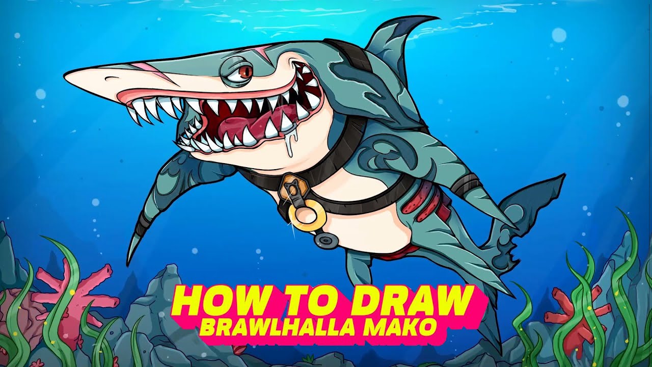 HOW TO DRAW BRAWLHALLA MAKO | Hungry Shark - YouTube