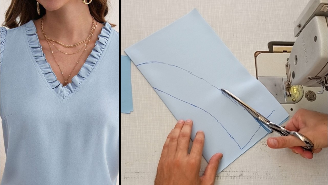 The easiest and simplest way for beginners. V-neck sewing - YouTube