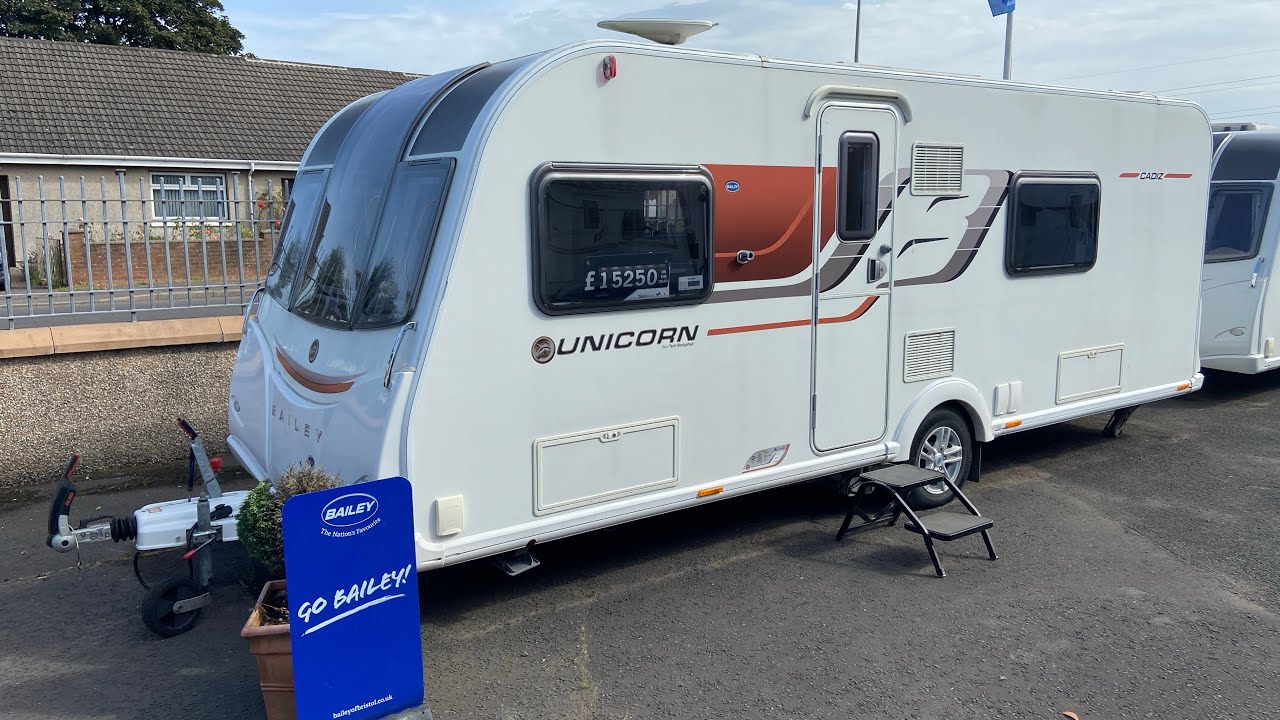 Bailey unicorn Cadiz fixed single bed caravan for sale. - YouTube