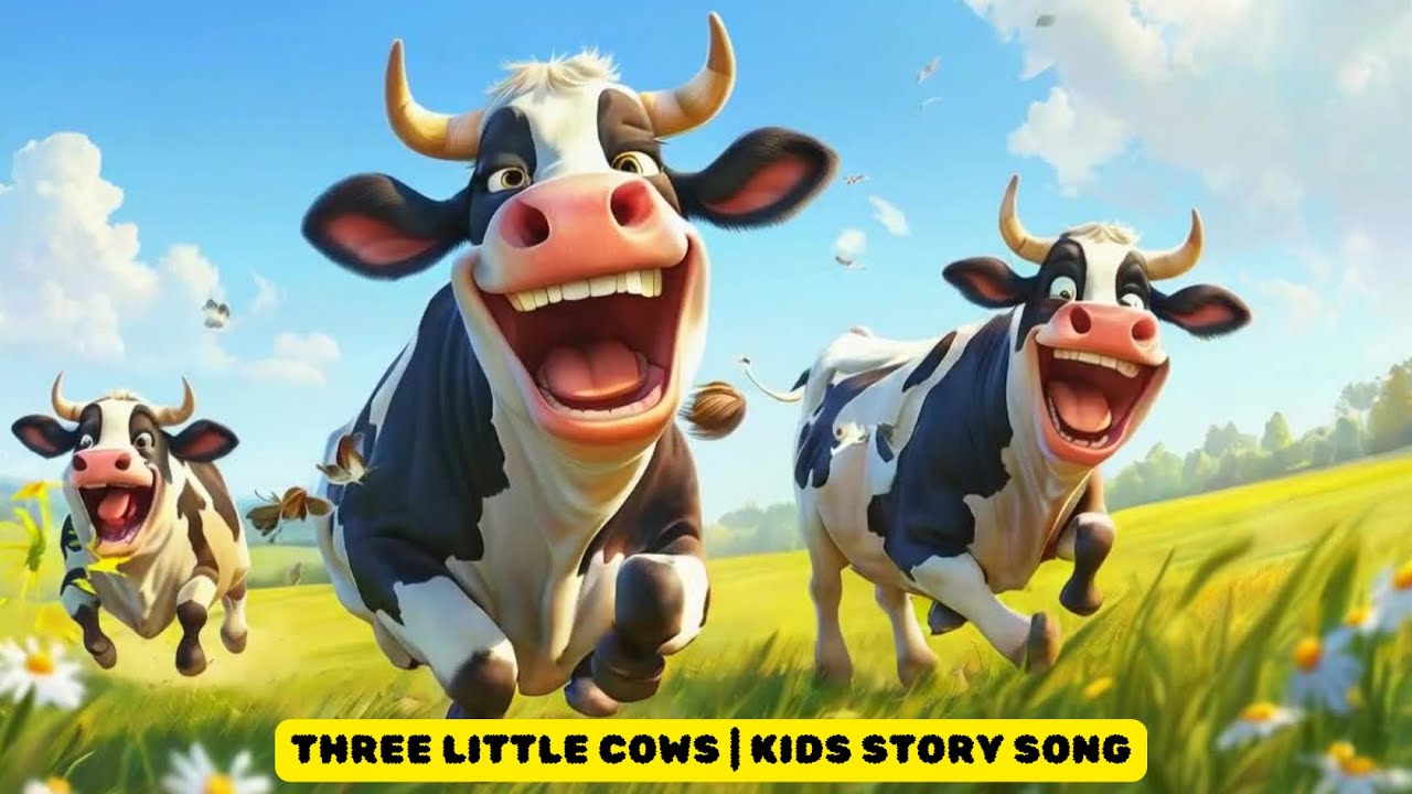 Three Little Cows on a Farm Adventure | Fun and Easy Kids Story Song ...